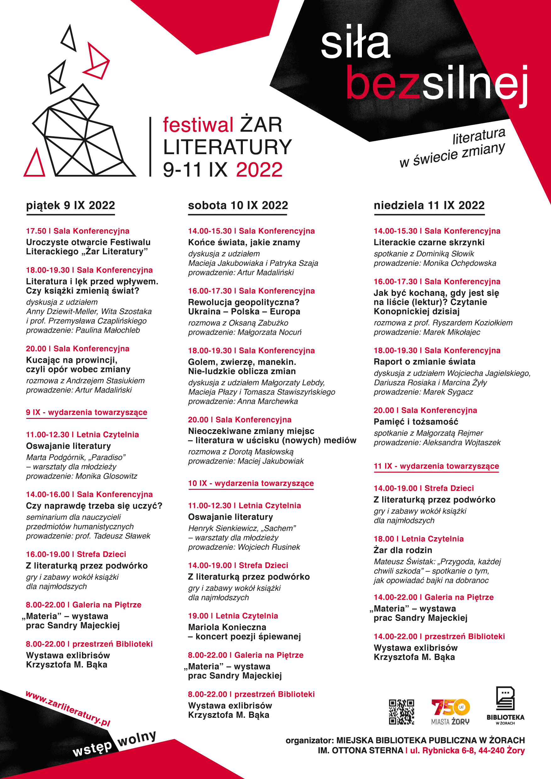 Festiwal Żar Literatury – Żory – Strona internetowa Festiwalu Żar Literatury w Żorach